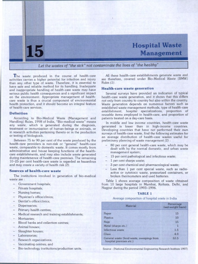 Hospital Waste Management | PDF | Incineration | Waste Management