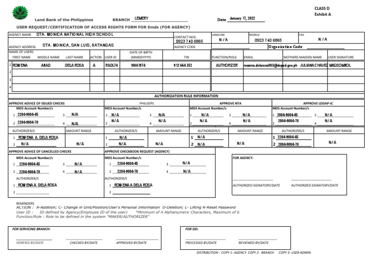 user-requestcertification-of-access-rights-form-2022 OIC - Copy | PDF ...