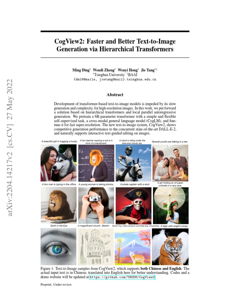 CogView2 - May 2022 | PDF | Computing | Image Resolution