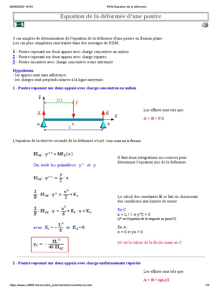 RDM Equation de La Déformée | PDF