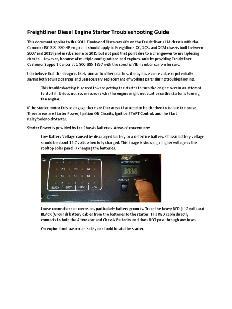 Freightliner Diesel Engine Starter Troubleshooting Guide | PDF | Relay ...