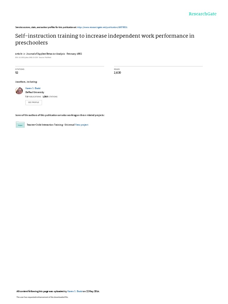 Self Instruction | PDF | Teachers | Impulsivity