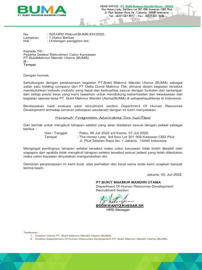 Undangan Interview Jakarta | PDF