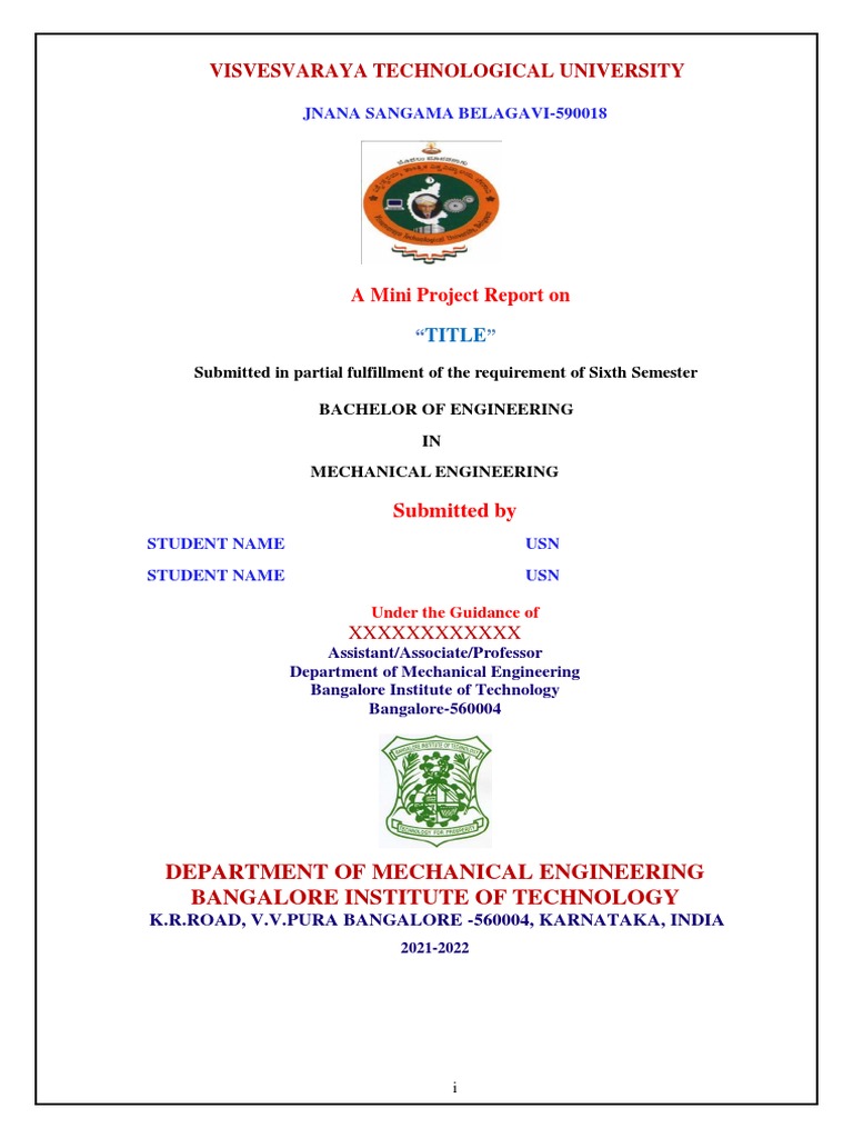 Covering Sheets For Mini Project Report | PDF | Vocational Education ...