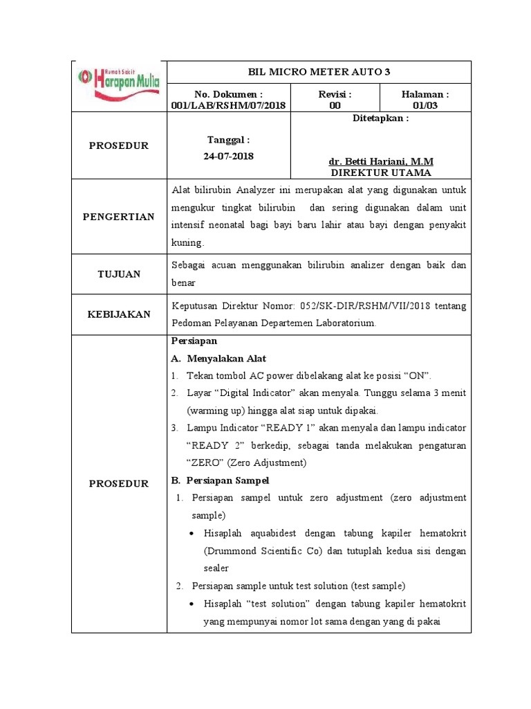 SOP Bil Micro Meter Auto 3 | PDF