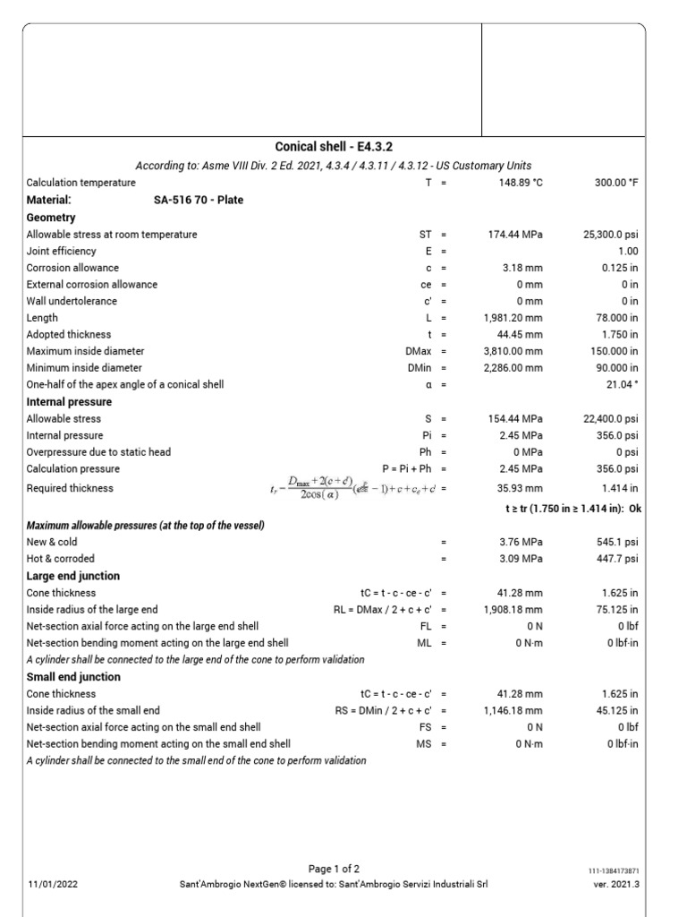 PTB E4.3.2 Conical Shell | PDF | Materials | Chemistry
