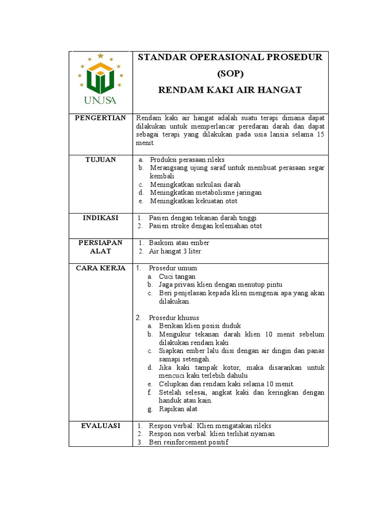 Sop Rendam Kaki | PDF
