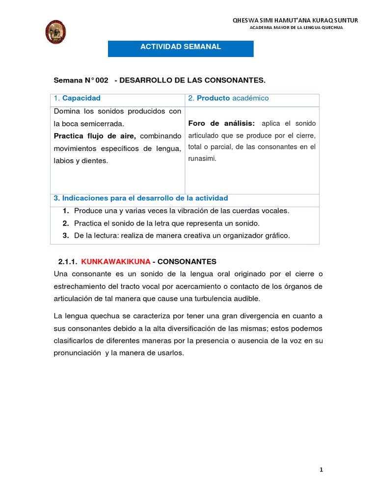 Consonantes Variables en Quechua | PDF | Lingüística | Familias de idiomas
