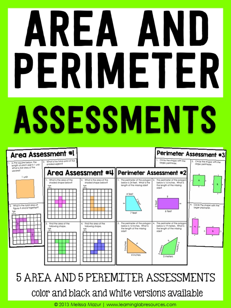 Area and Perimeter: Assessments | Download Free PDF | Area | Length