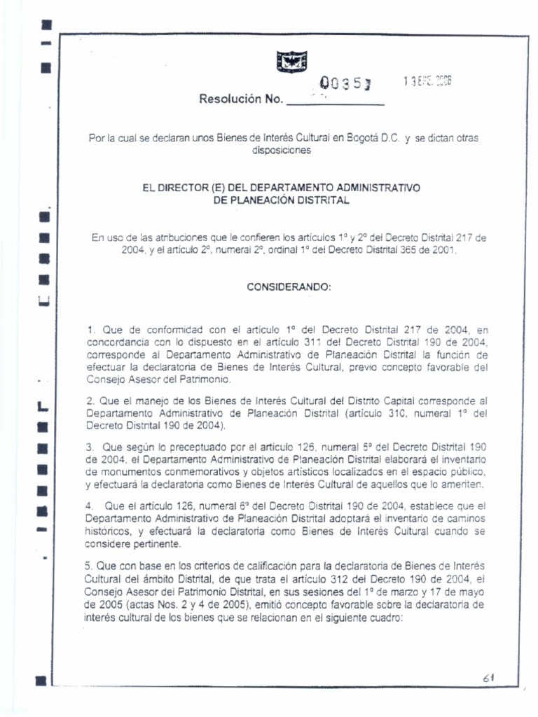 1 Resolucion SDP 035 de 2006-Bic en Ep | PDF | Bogotá | Colombia