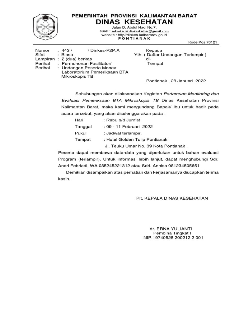 Draft - Undangan Dan Tor - Monev Lab | PDF