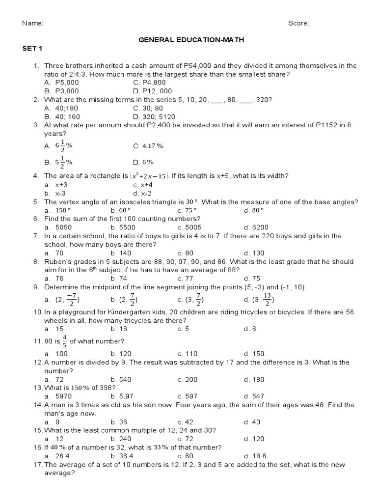 Gen Ed-Math Reviewer | PDF | Triangle | Ratio