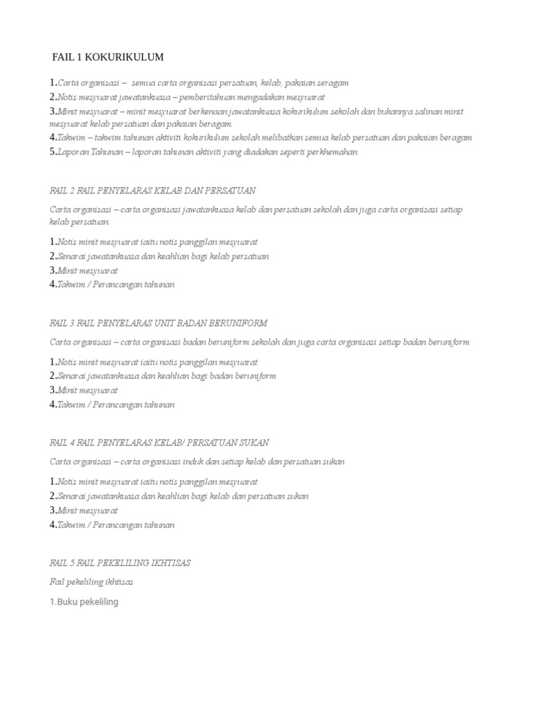Elemen Fail Pengurusan Kokurikulum | PDF