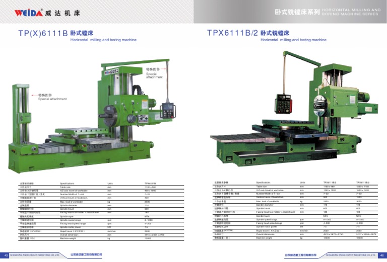 Horizonal Milling&Boring TPX6111B-3 | PDF