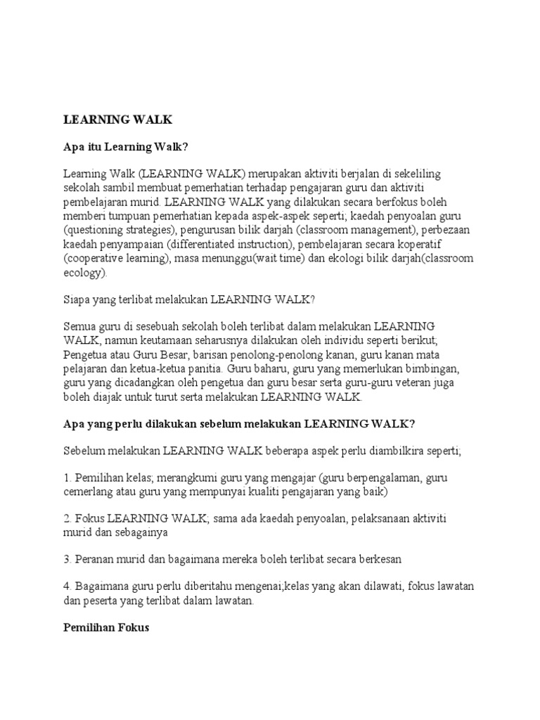 Learning Walk | PDF