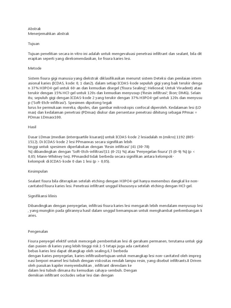 Comparison of Sealant and Infiltrant Penetration Into Pit and Fissure Caries Lesions in Vitro ...