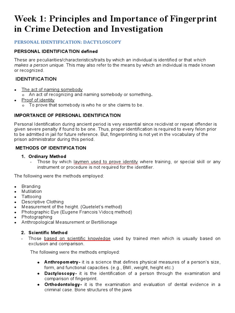 Forensic 2c Notes | PDF | Fingerprint | Skin