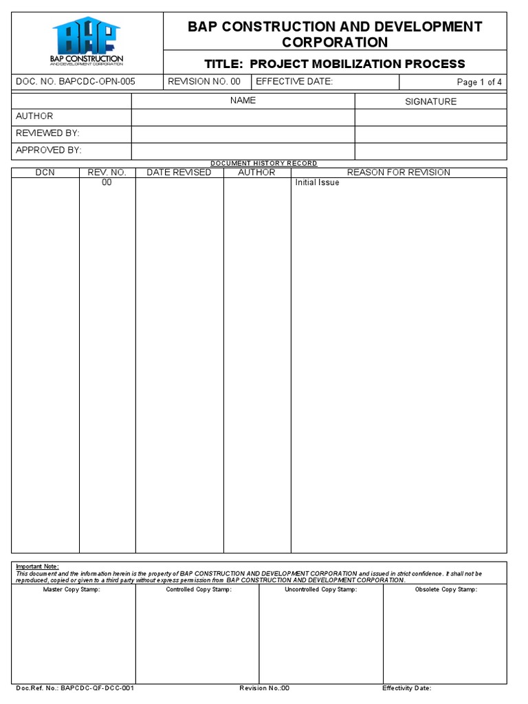 5. Project Mobilization Process | PDF