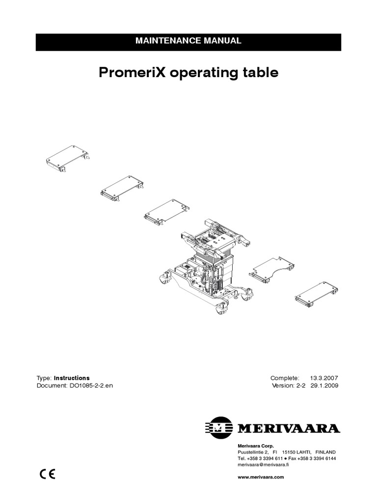 Merivaara PromeriX Operating Table - Service Manual | PDF | Electrical ...