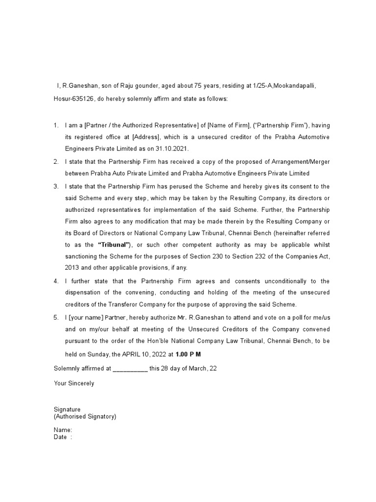 Consent - Partnership Firm Authorisation Letter (00000002) | PDF | Business