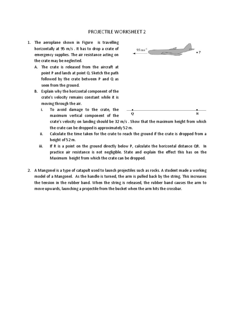 Projectile Motion Practice Worksheet | PDF | Projectiles | Slope