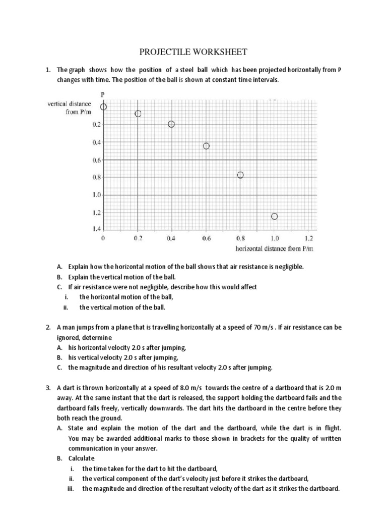 Projectile Worksheet Edexcel | PDF | Velocity | Projectiles