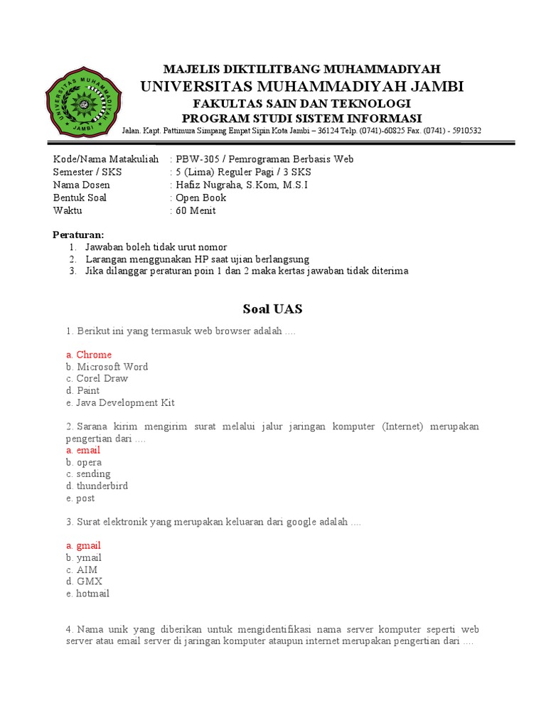 Soal UAS - Pemrograman Berbasis Web | PDF