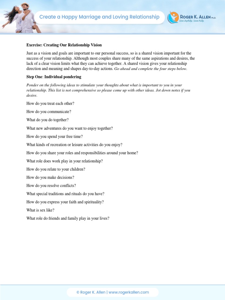 Creating a Shared Relationship Vision | PDF | Leisure | Psychological ...