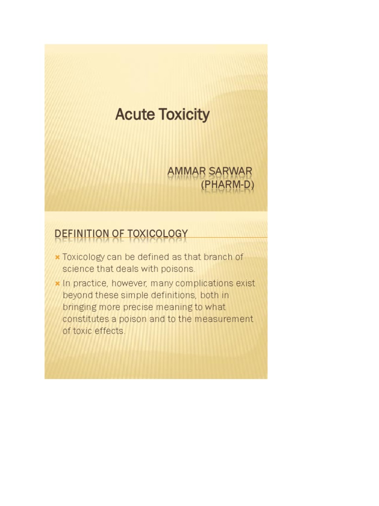 Acute Toxicity Study | PDF | Toxicity | Toxicology
