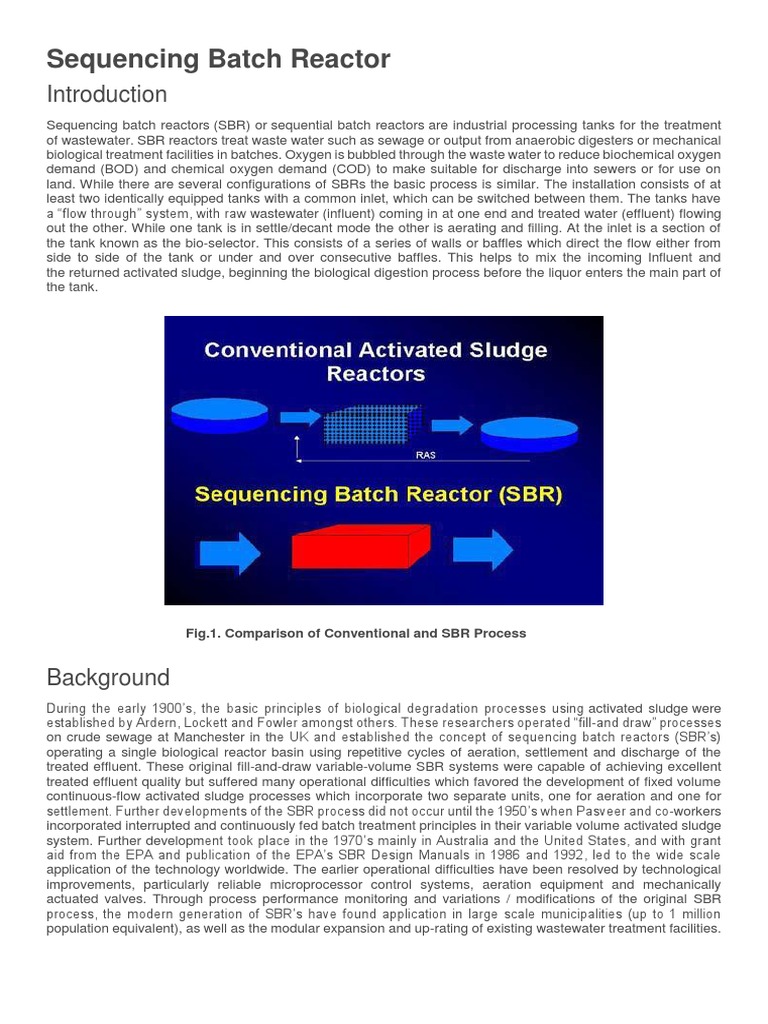 Sequencing Batch Reactor | PDF | Sewage Treatment | Earth Sciences