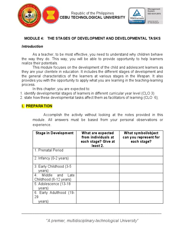 Developmental Stages and Tasks Overview | PDF | Puberty | Developmental ...