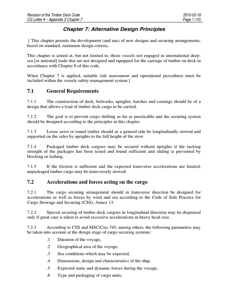 Timber Deck Cargo Securing Guidelines | PDF | Friction | Strength Of ...