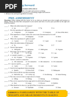 Tle 7 Cookery Perform Mensuration & Calcuation | PDF | Teaspoon | Litre