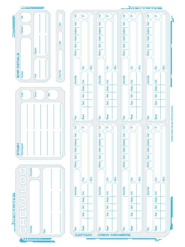 Five Parsecs Sheets | PDF | Ships