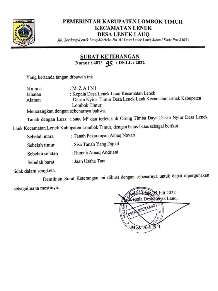Surat Keterangan Desa | PDF