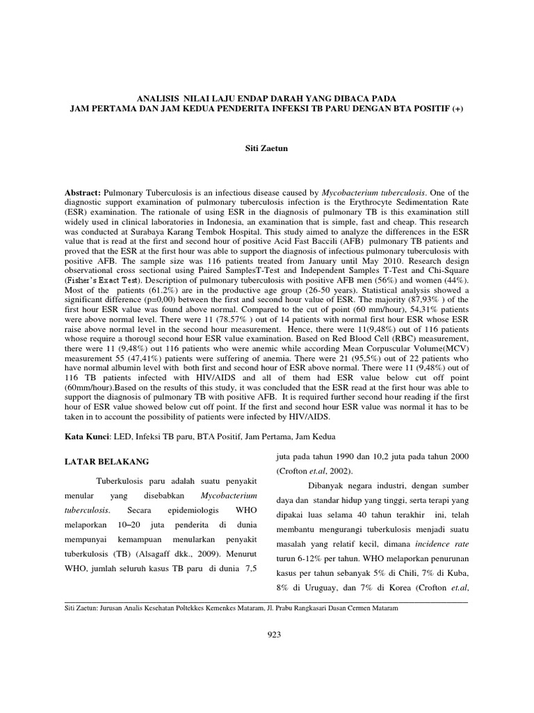 Analisis Hasil Led Pada Jam Pertama Dan Jam Kedua | PDF | Tuberculosis ...