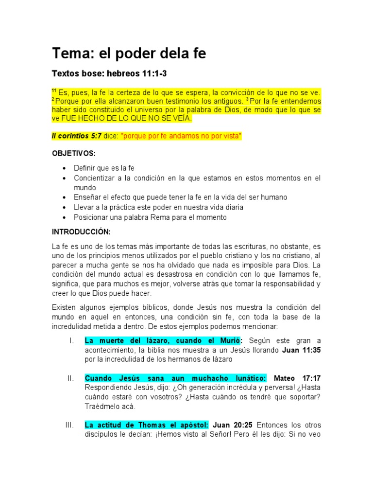 El Poder Transformador de la Fe | PDF | Fe | Jesús