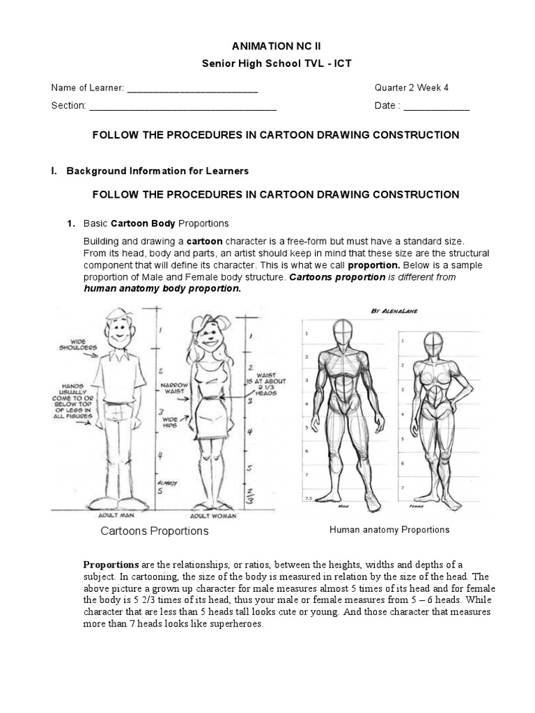 F Follow The Procedures in Cartoon Drawing Construction | PDF ...