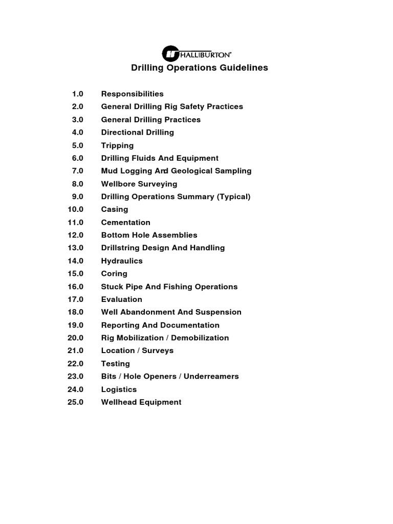 Halliburton Drilling Operation Manual | PDF | Casing (Borehole ...