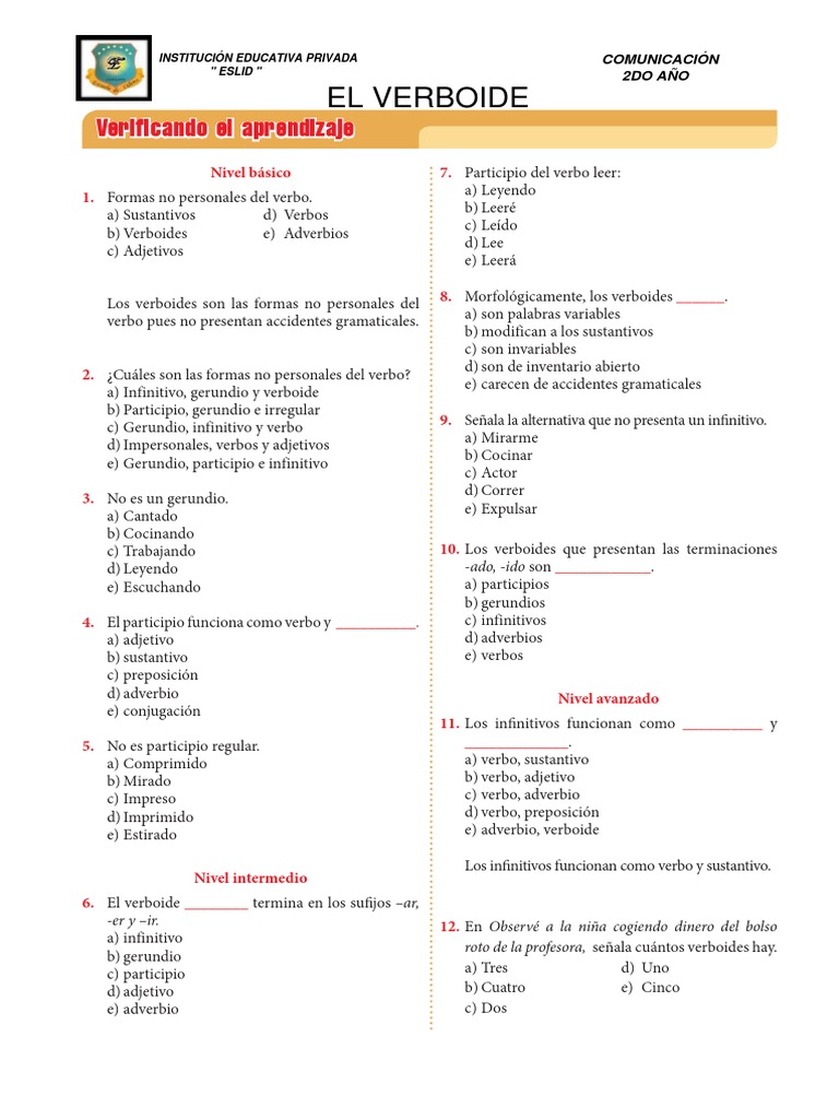 Tipos-de-Verboides | PDF | Verbo | Semántica
