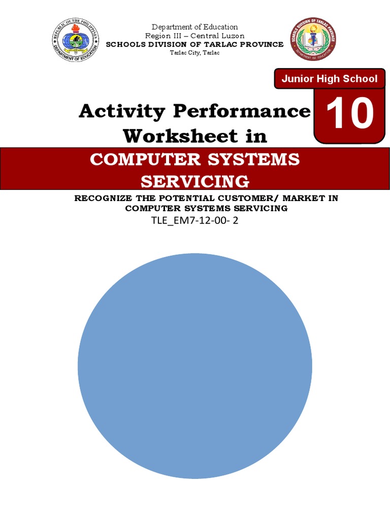 Activity Performance Worksheet In: Computer Systems Servicing ...