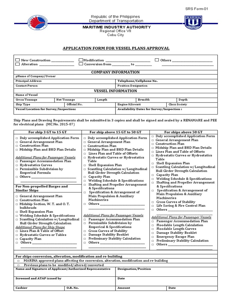 Vessel Plans Approval Application Form | PDF | Ships | Tonnage