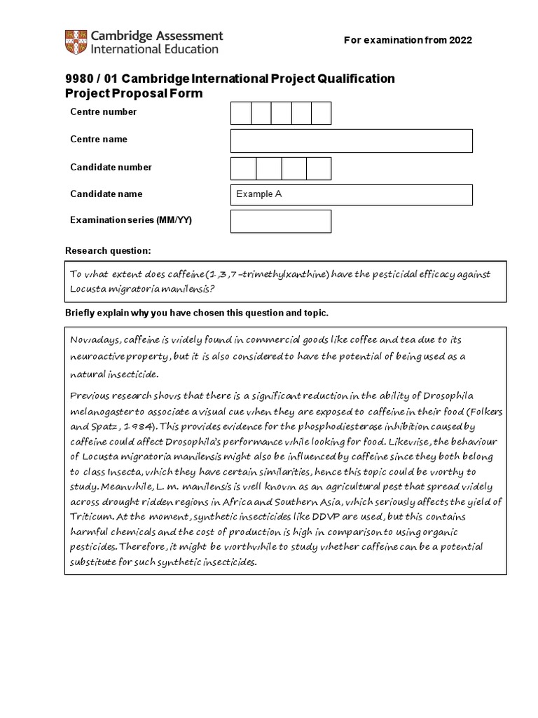 9980 / 01 Cambridge International Project Qualification Project ...