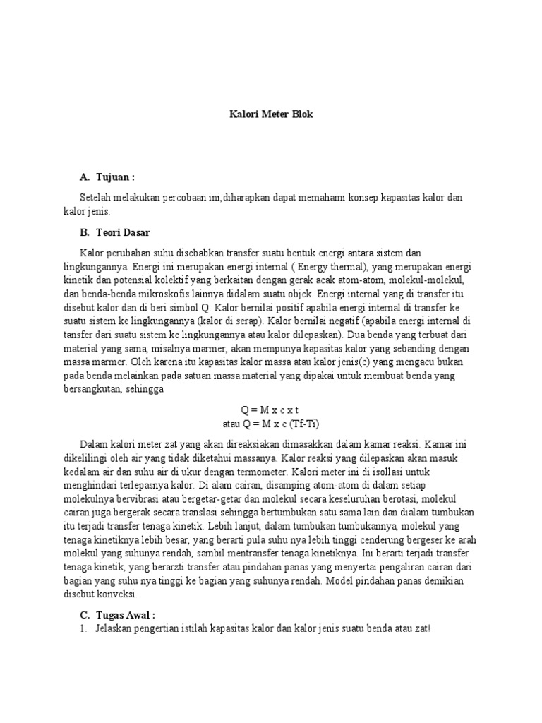 Kalori Meter Blok | PDF