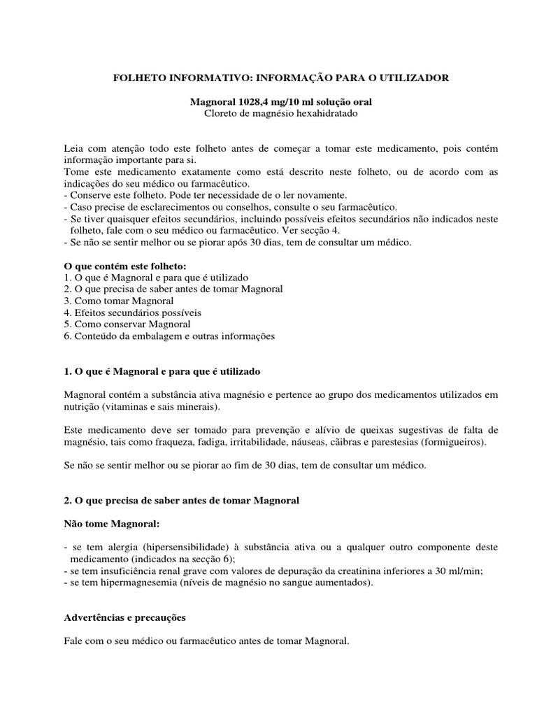 Folheto Informativo Magnoral | PDF | Gravidez | Amamentação