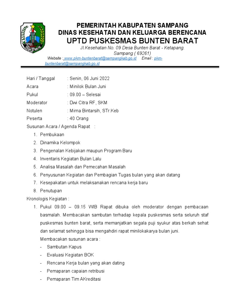 Notulen Minilok Juni | PDF | Pengelolaan Keuangan & Uang