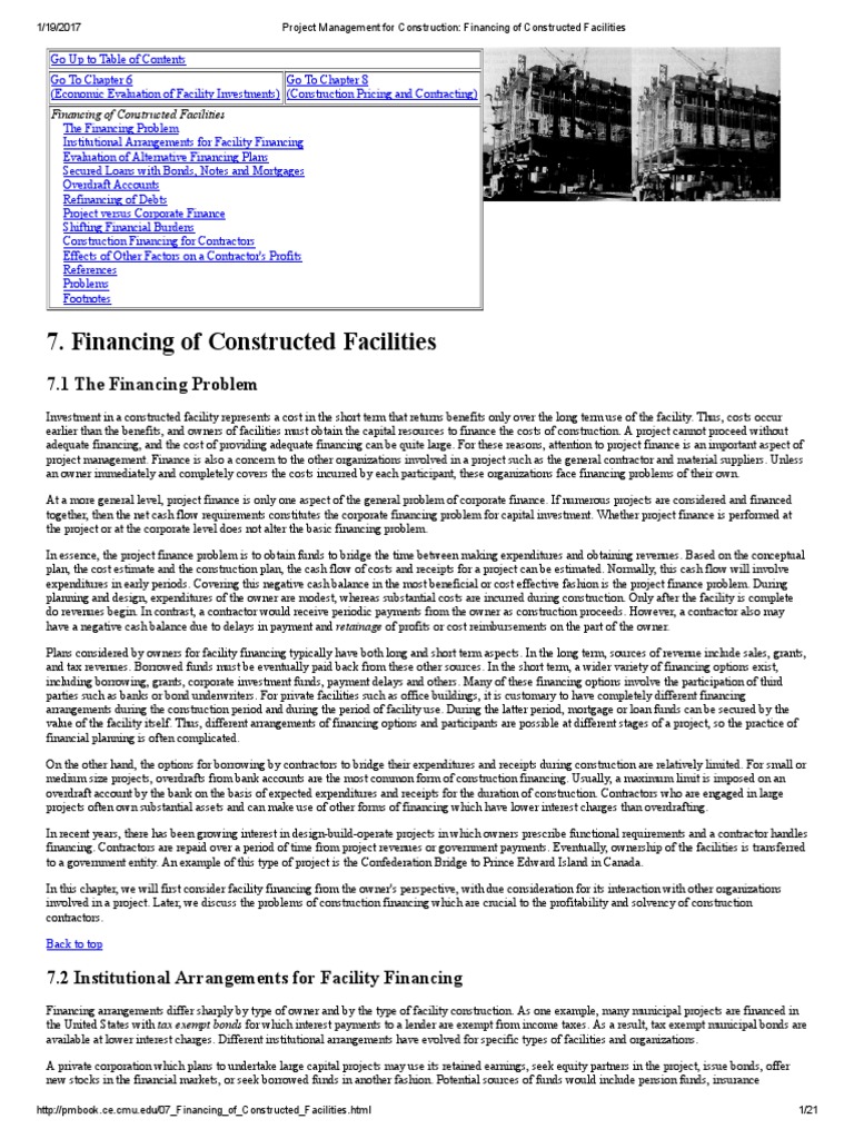 Project Management For Construction - Financing of Constructed ...