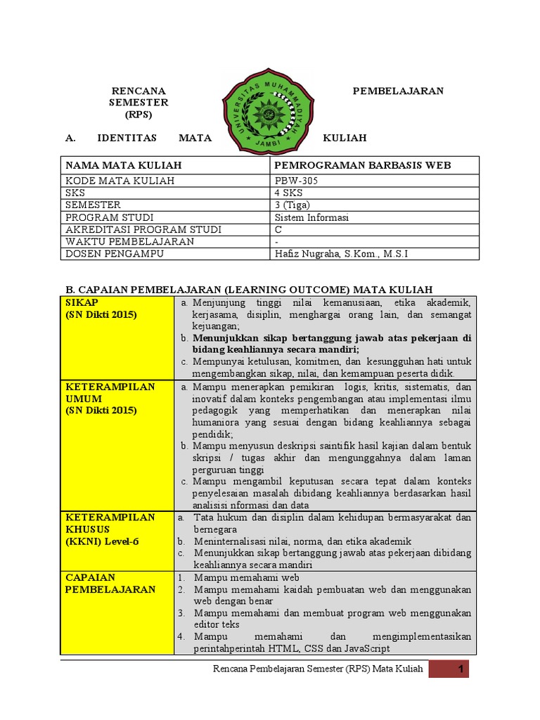 0 - RPS Pemrograman Berbasis Web | PDF
