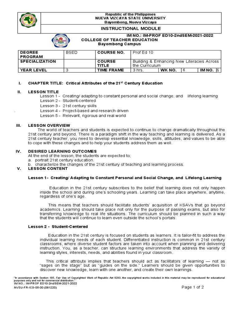Instructional Module: Republic of The Philippines Nueva Vizcaya State ...