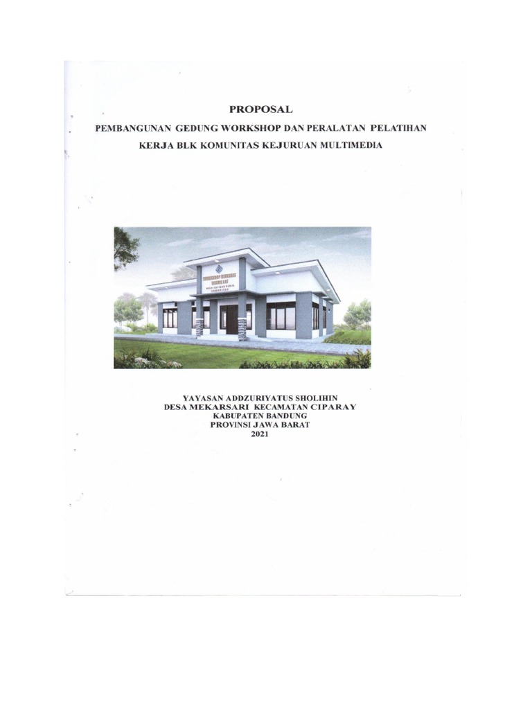 Proposal BLK Yayasan Addzuriyatussholihin | PDF